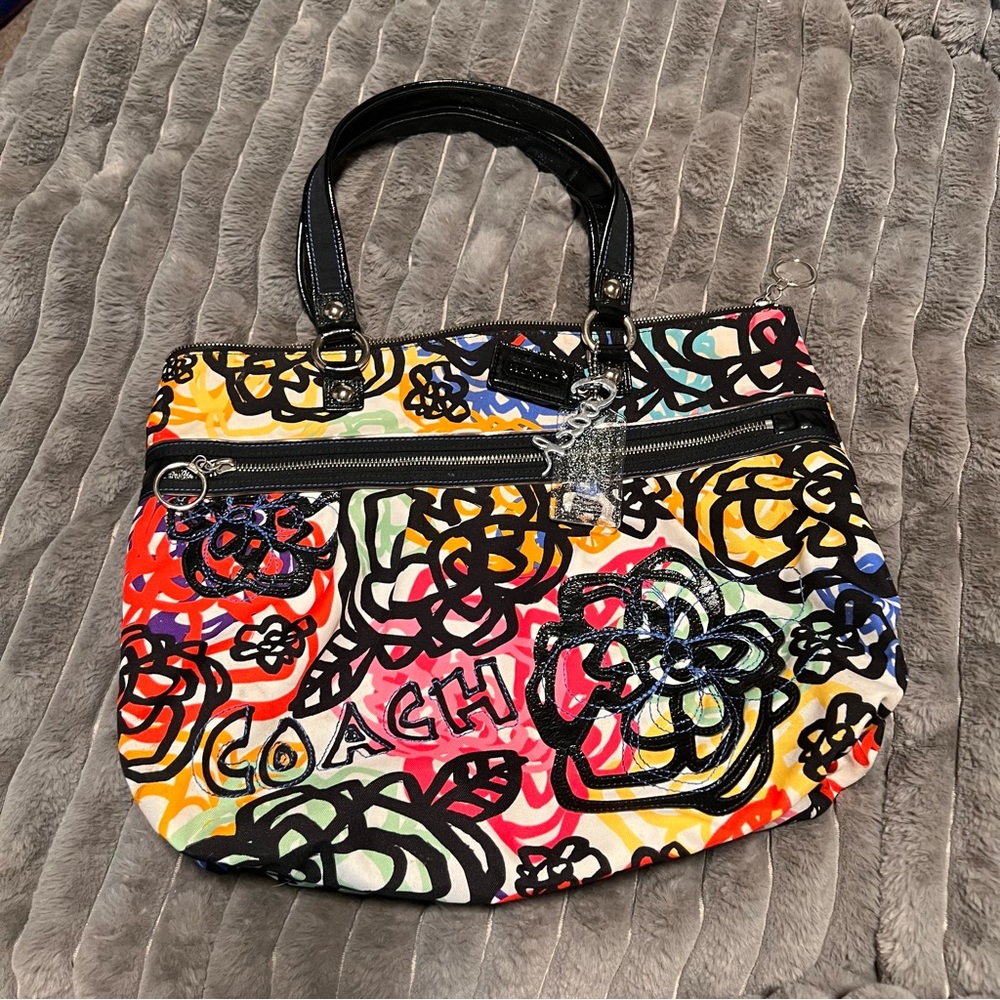 Coach Poppy Graphic Blossom Graffiti Glam Tote 15591 - Gem